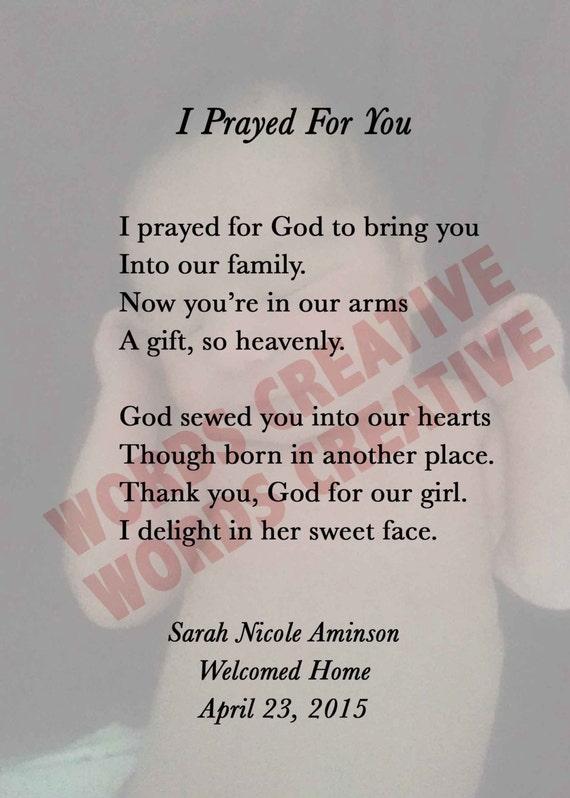 Items similar to Adoption Poem: Customizable on Etsy