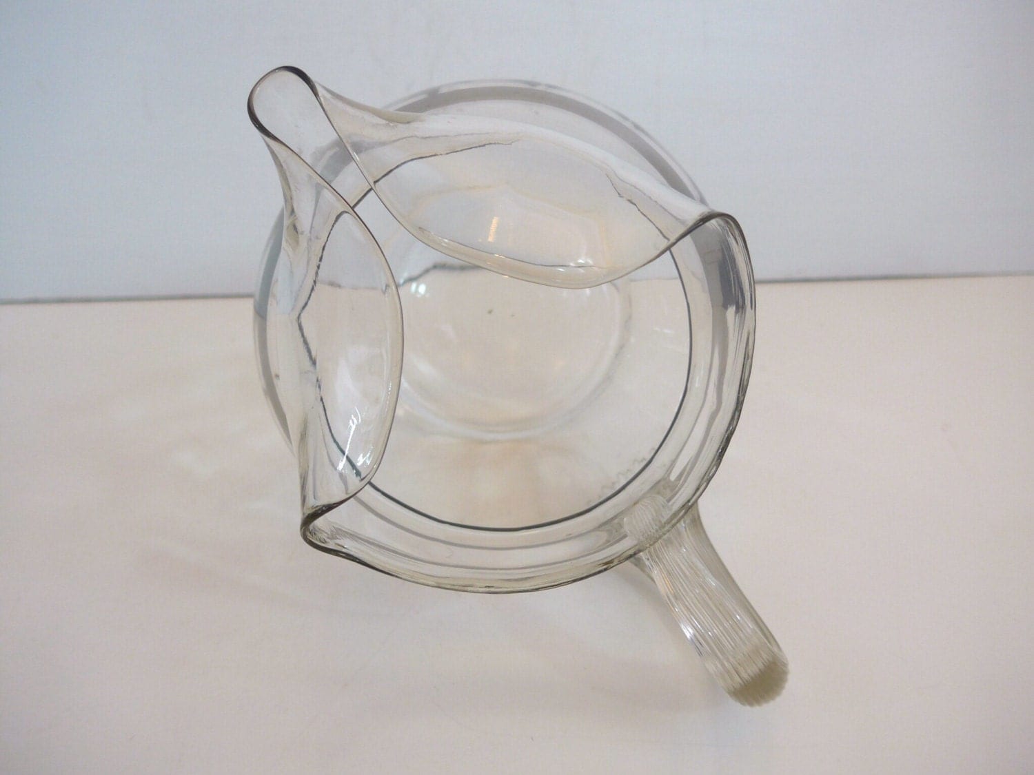 Vintage Mid Century Silver Band Ribbed Pitcher Hand Blown Glass - Mid ...