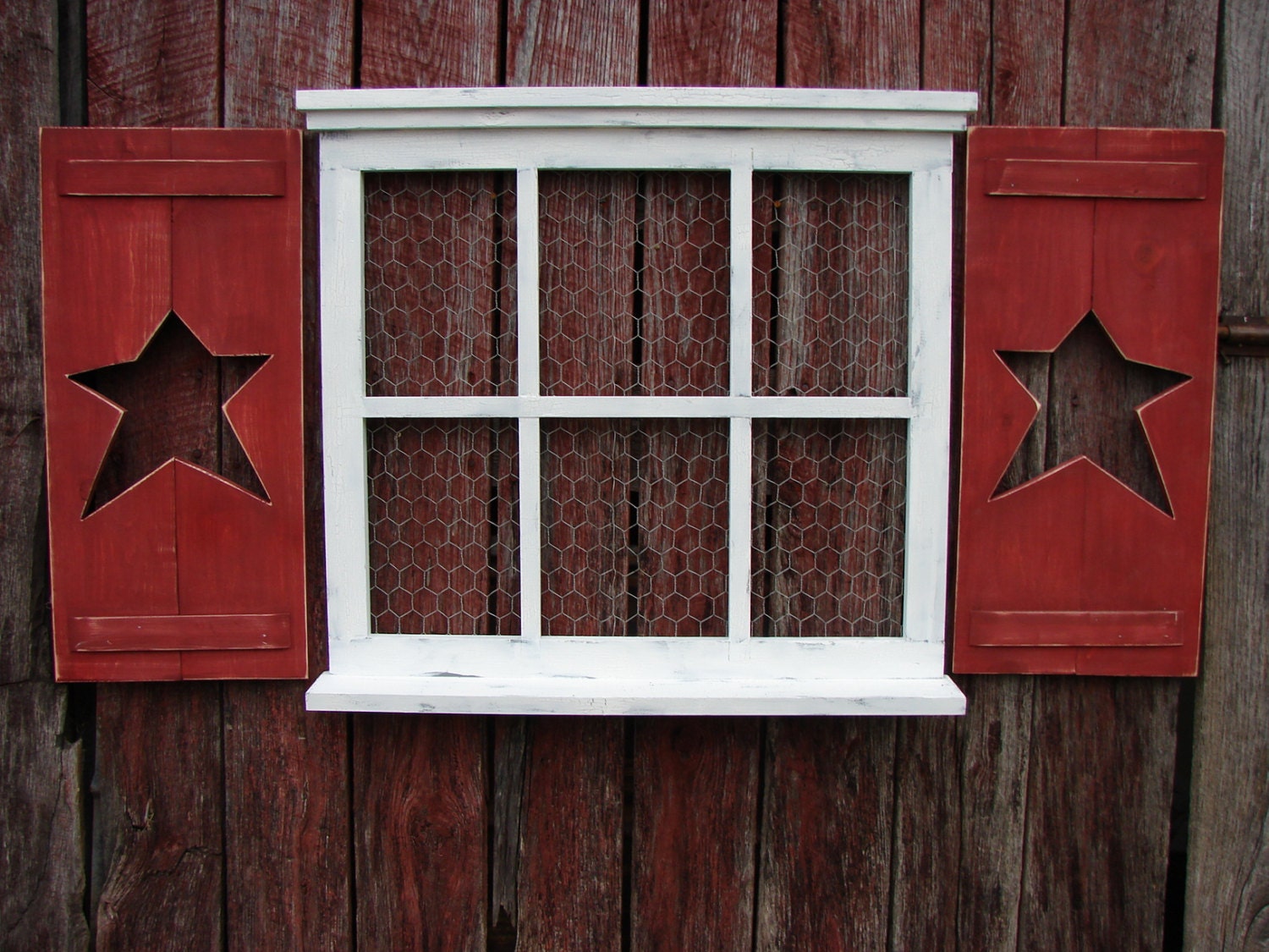 Hand made 6 pane window frame with shutters 24 tall X