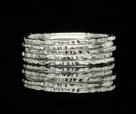 Hammered Silver Stacking Rings Sold Per Ring by SoulCreekJewelry