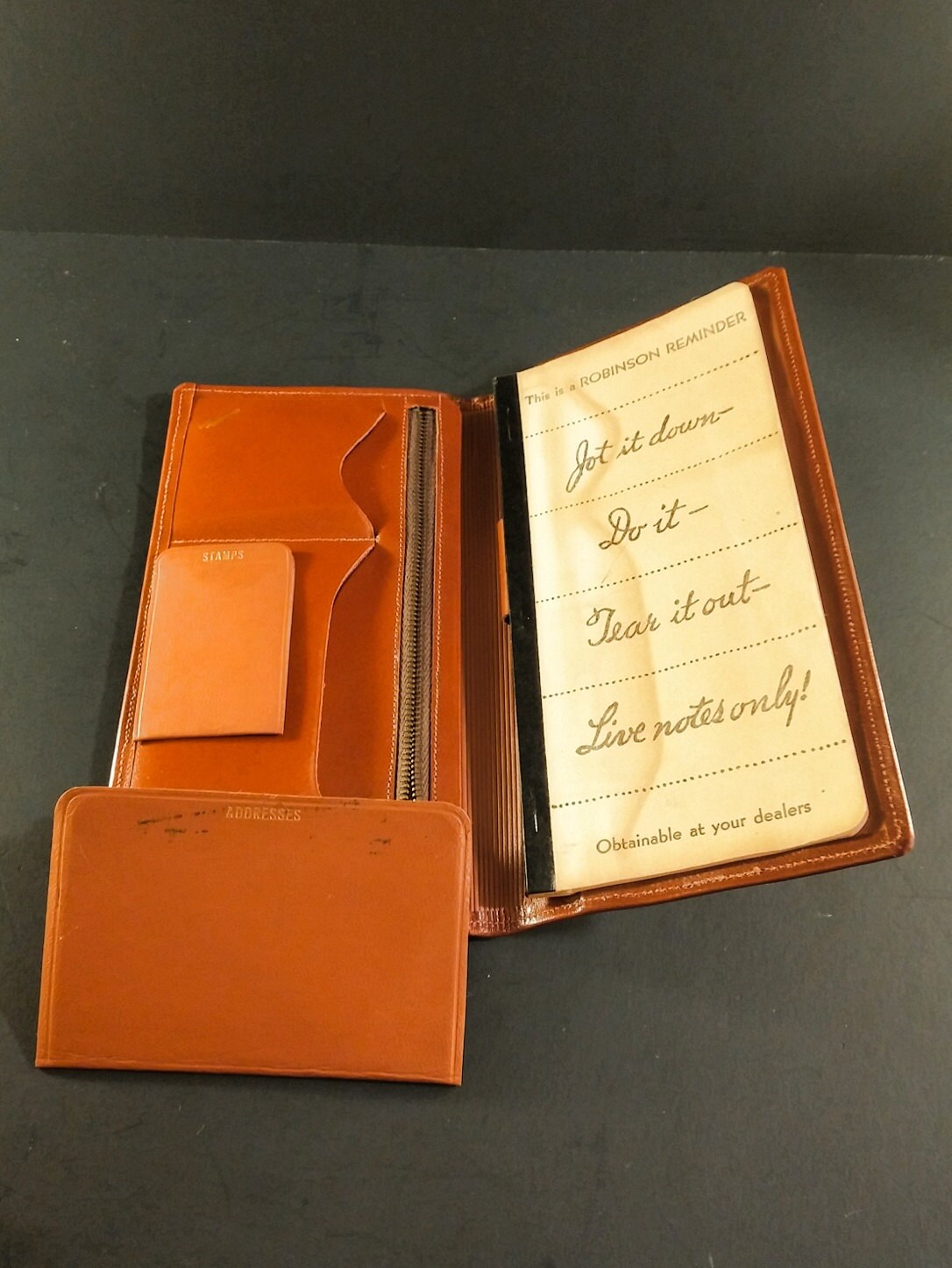Vintage Robinson Reminders Leather Wallet Organizer with Mini Address ...