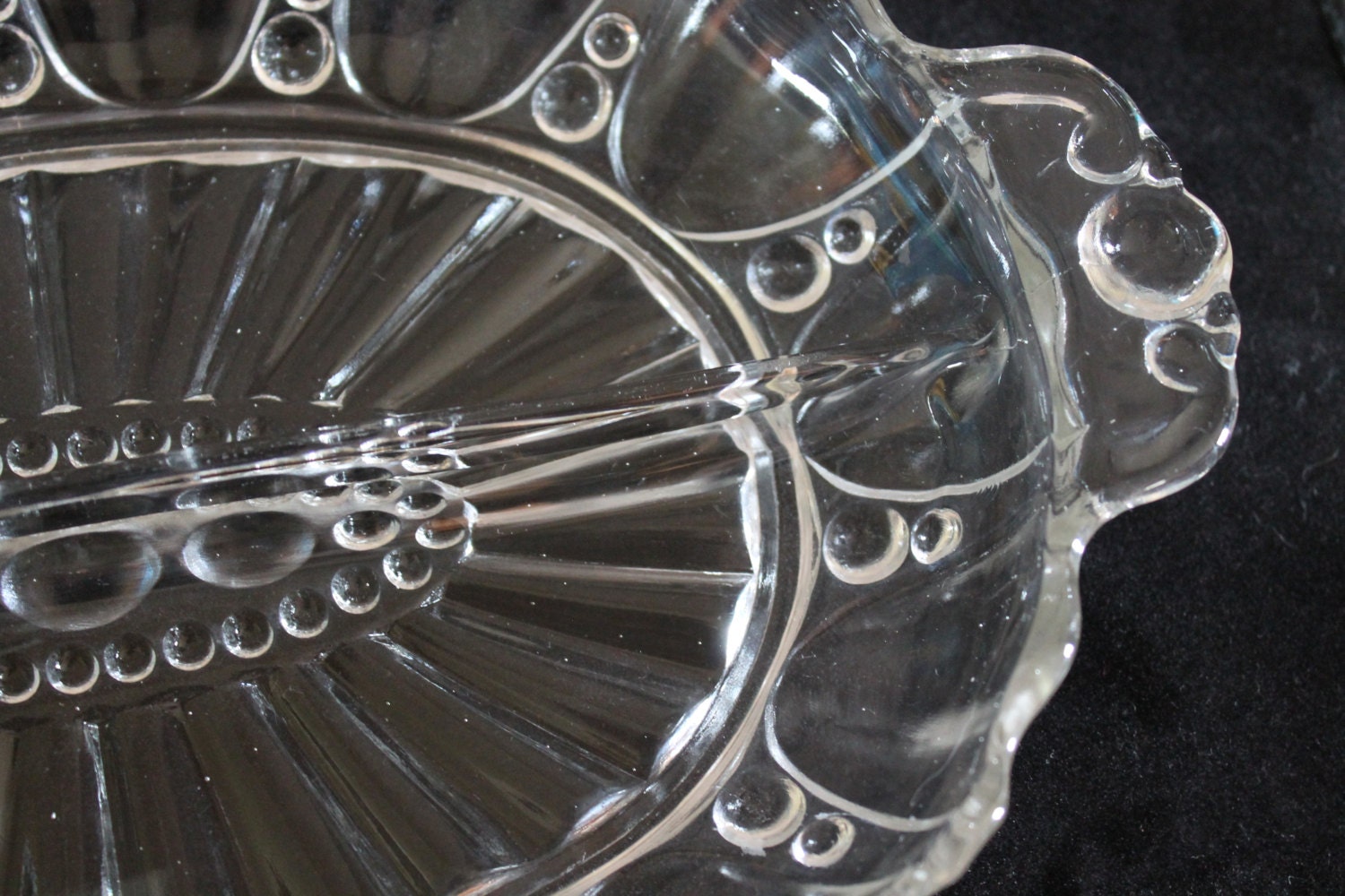 Sale Vintage Clear Glass Relish Serving Tray Art Deco