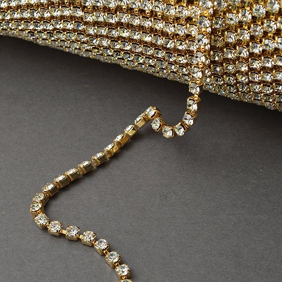 4mm Swarovski Crystal Rhinestone Chain by yard Gold or