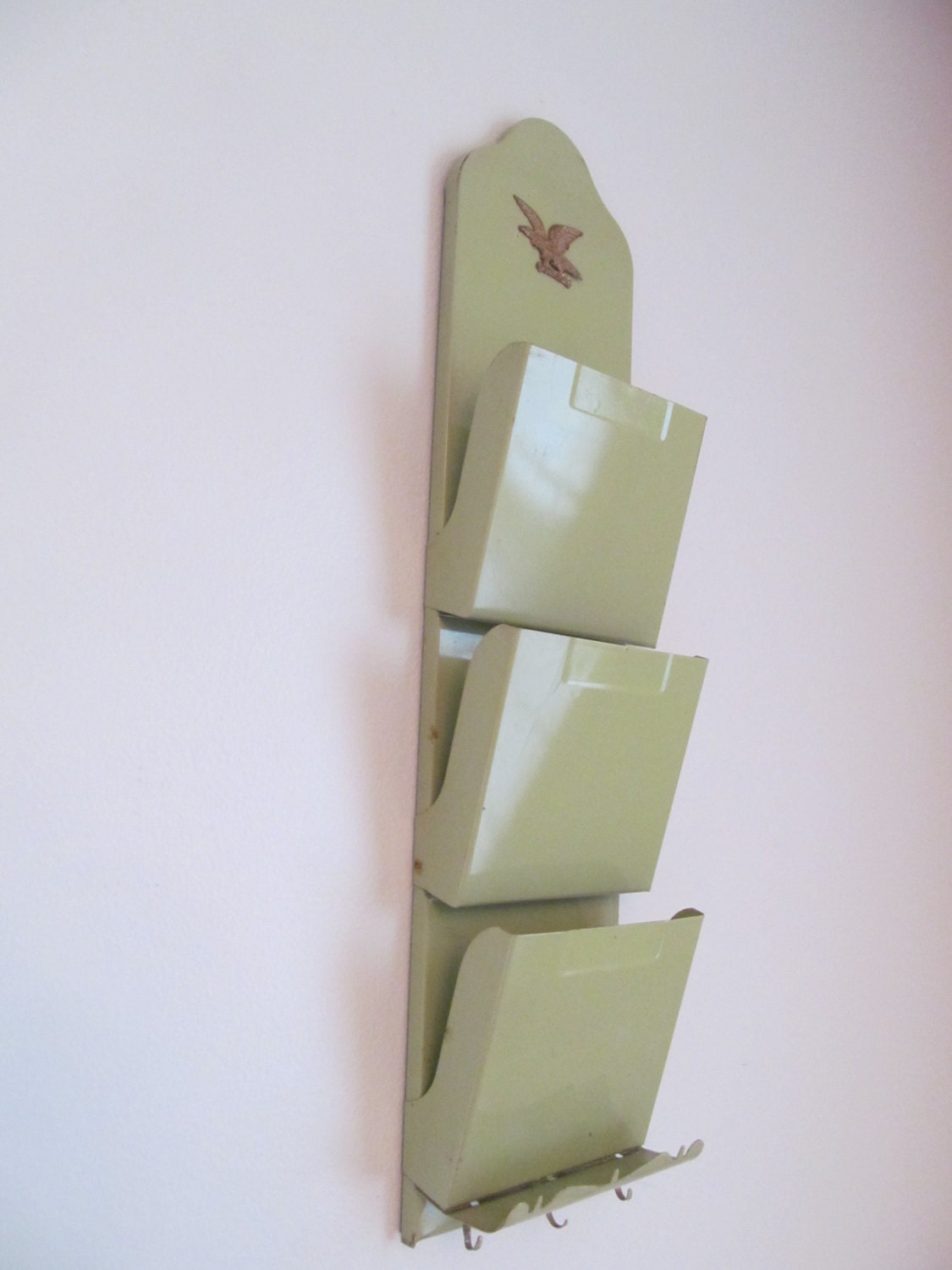 Vintage Green Metal Wall Hanging Mail Slots Key Hooks Eagle – Haute Juice