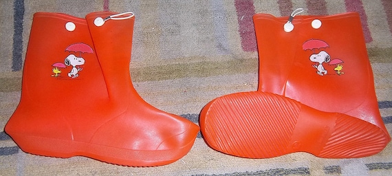 Vintage Snoopy & Woodstock Pink Children's Rain Boots Size
