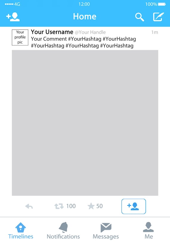 Large/Medium personalised Twitter photo booth prop frame