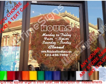 Business Office HOURS CuStOm Window Decal Storefront Door sign