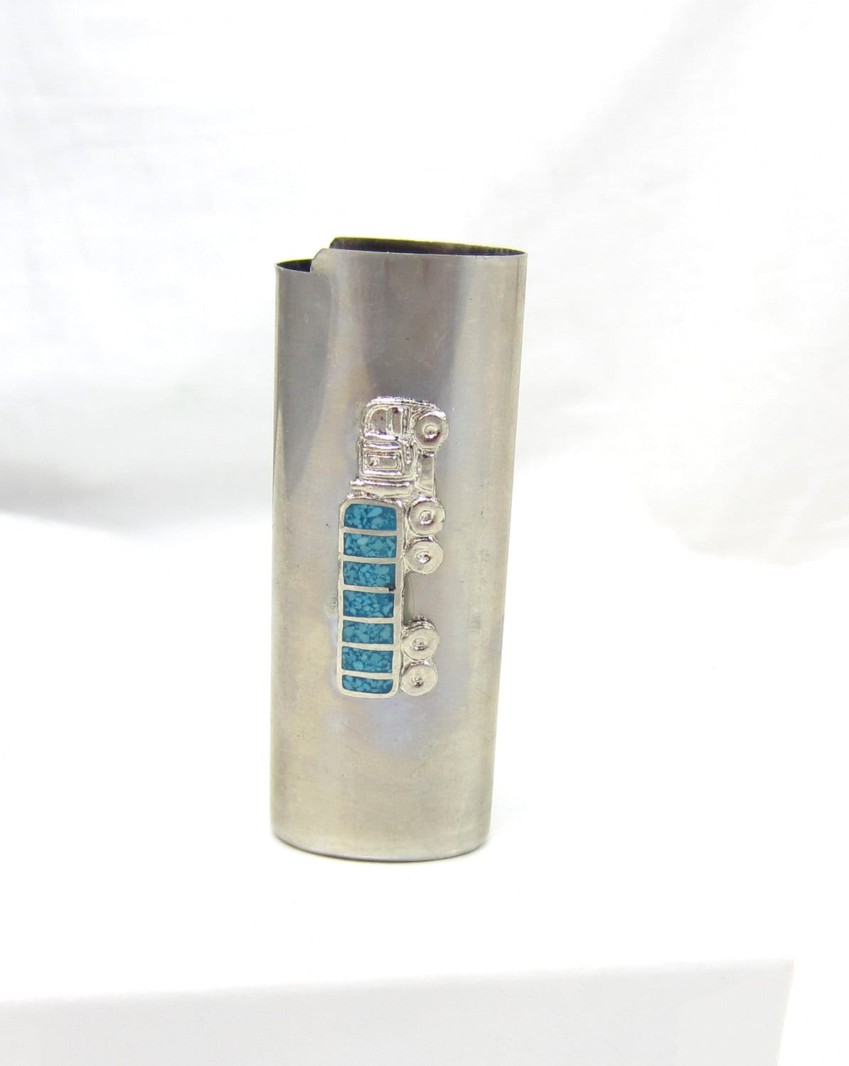 Vintage Silver Tone Turquoise Semi Truck Trailer Native American Bic ...