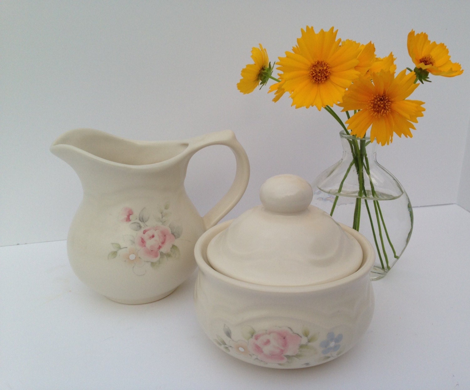 Vintage Pfaltzgraff Large Lidded Sugar Bowl and Cream Pitcher in ...