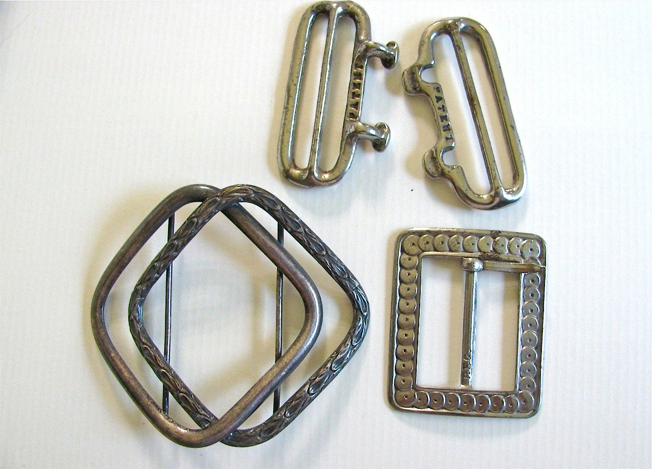 Antique Vintage Metal Belt Buckles, Three Buckles (Two + One-Double ...
