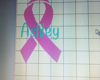 Pink ribbon decal | Etsy