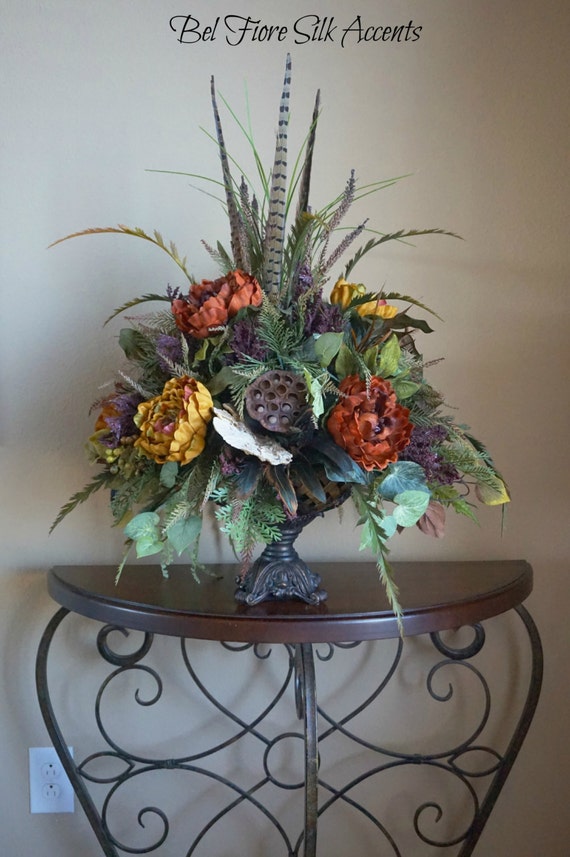 Tuscan Floral Bowl Arrangement by BelFioreSilkAccents on Etsy