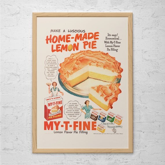 RETRO PIE AD Vintage Cooking Ad Mid-Century Poster Classic