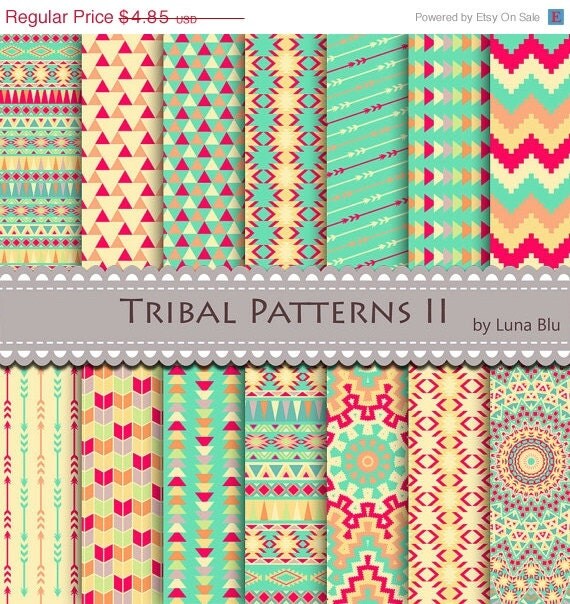 Tribal Digital Paper: " Tribal Patterns" include triangles, chevron ...