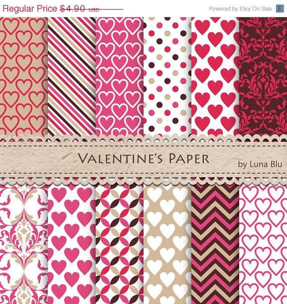 New Item added to my shop:Valentine Digital Paper: ” Valentine Paper ...