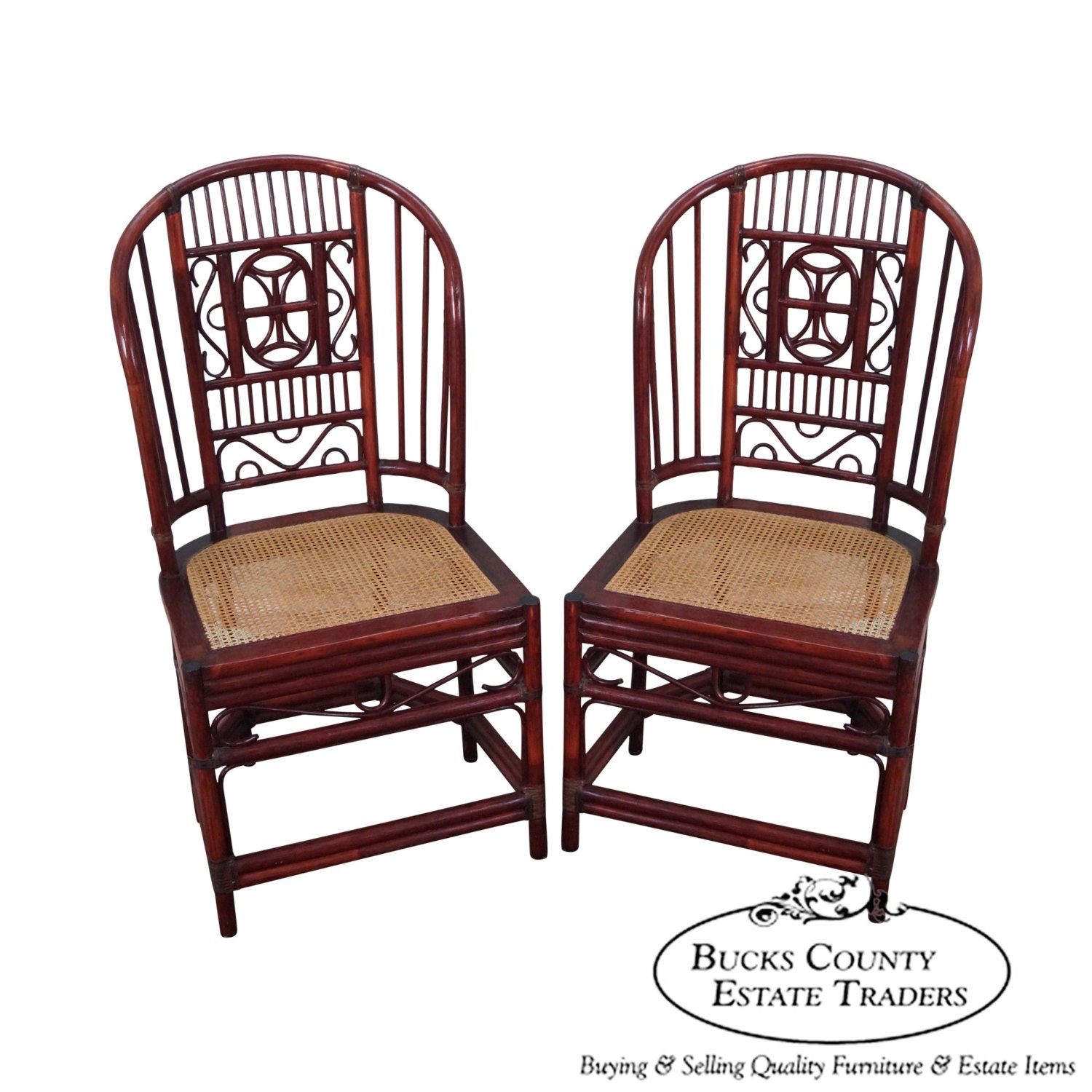 Quality Pair of Asian Style Rattan Side Chairs – Haute Juice