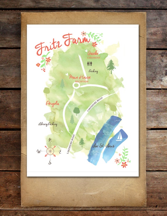 Custom Wedding Map by ReadsbyRobyn on Etsy