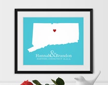 Unique connecticut map related items | Etsy