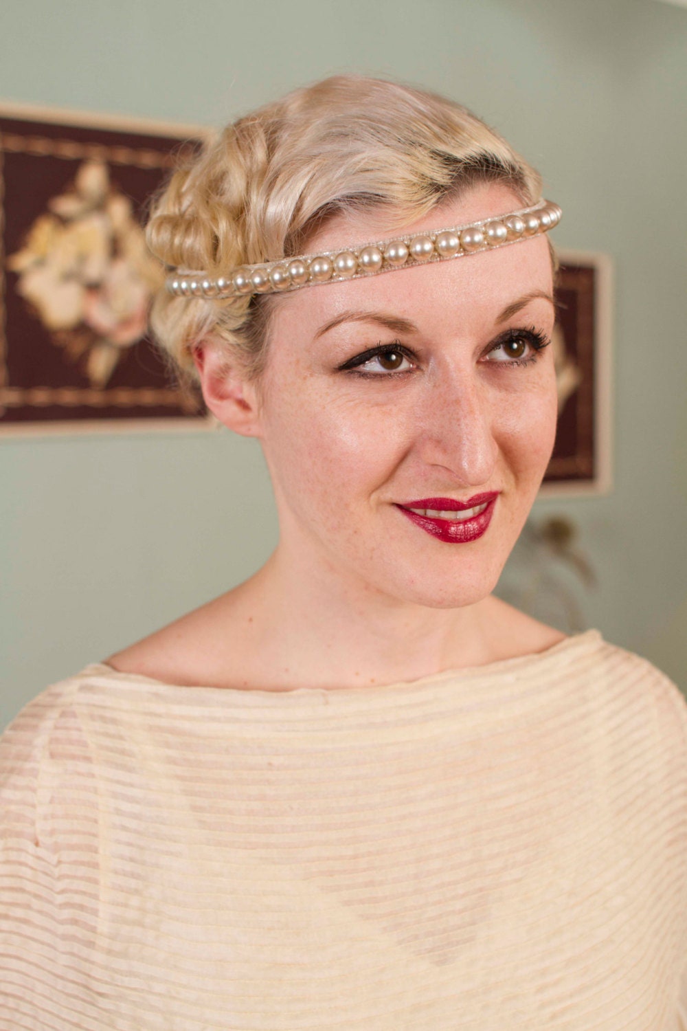 Vintage 1920s Headdress – New Old Stock Blown Glass Pearl Bridal ...