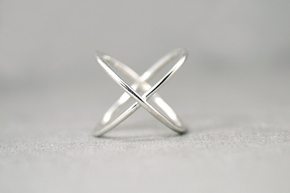 Criss Cross Ring X Ring Silver X Ring by SloaneJewelryDesign