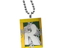 Popular items for letter r necklace on Etsy