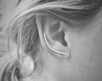 Mini Beaded Ear Climbers Ear Crawler Tiny Sterling Silver