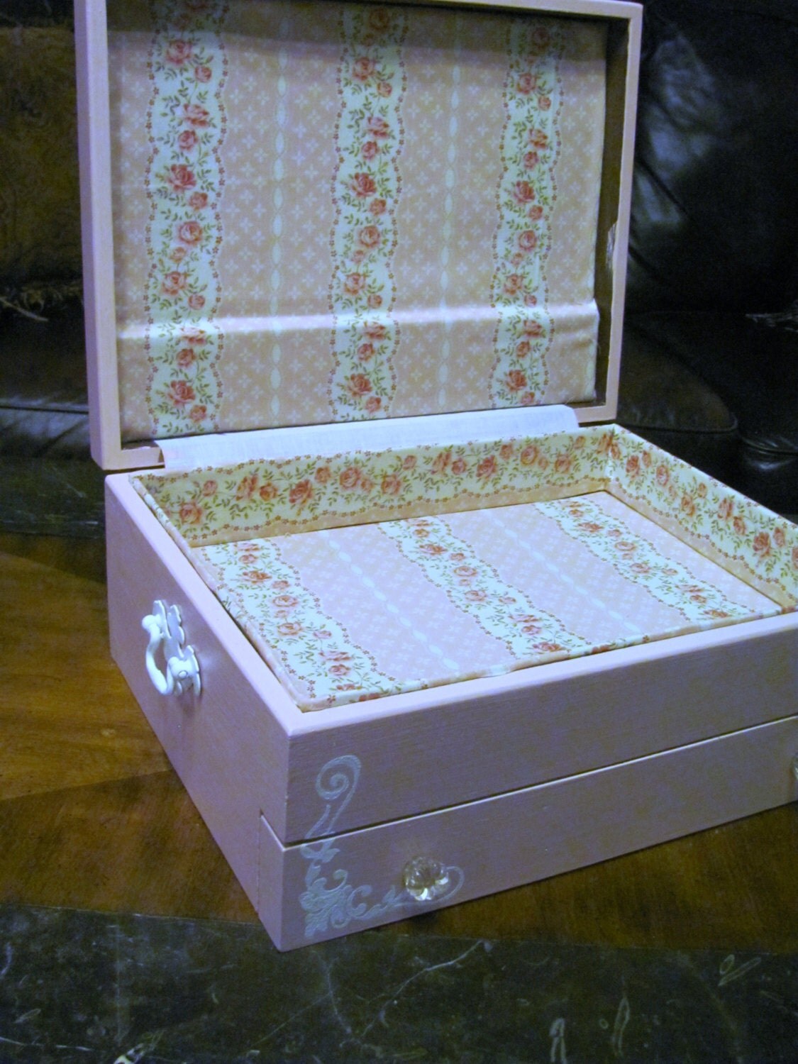 Vintage Wedding Card Box/Jewelry Box/Trinket Box/Hand Painted ...