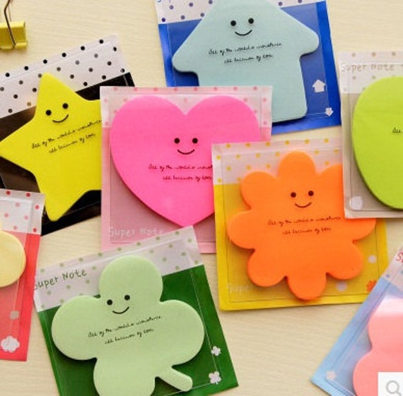 Items similar to 4-Leaf/ Cloud/ Flower Shaped Sticky Notes / Post-it ...