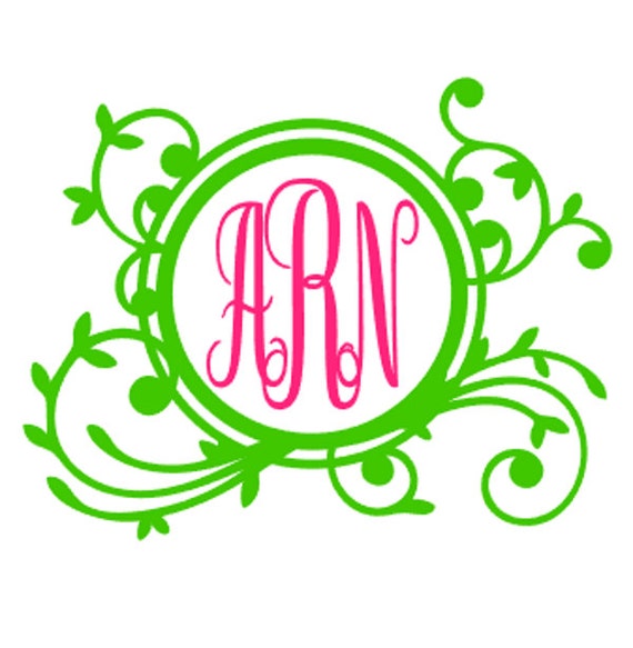 Fancy Vine Monogram Vinyl Decal Custom Car Decal