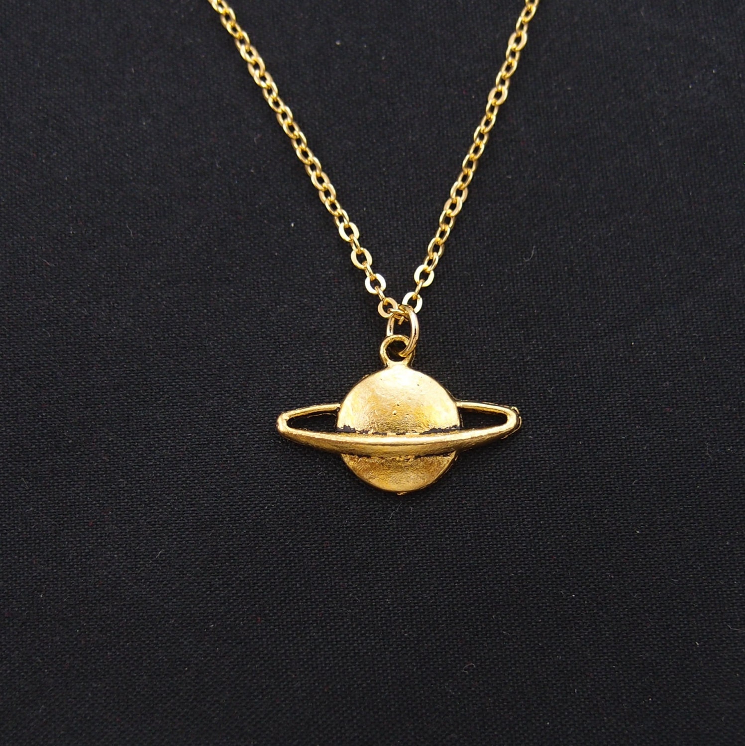 planet saturn necklace gold filled gold planet charm space