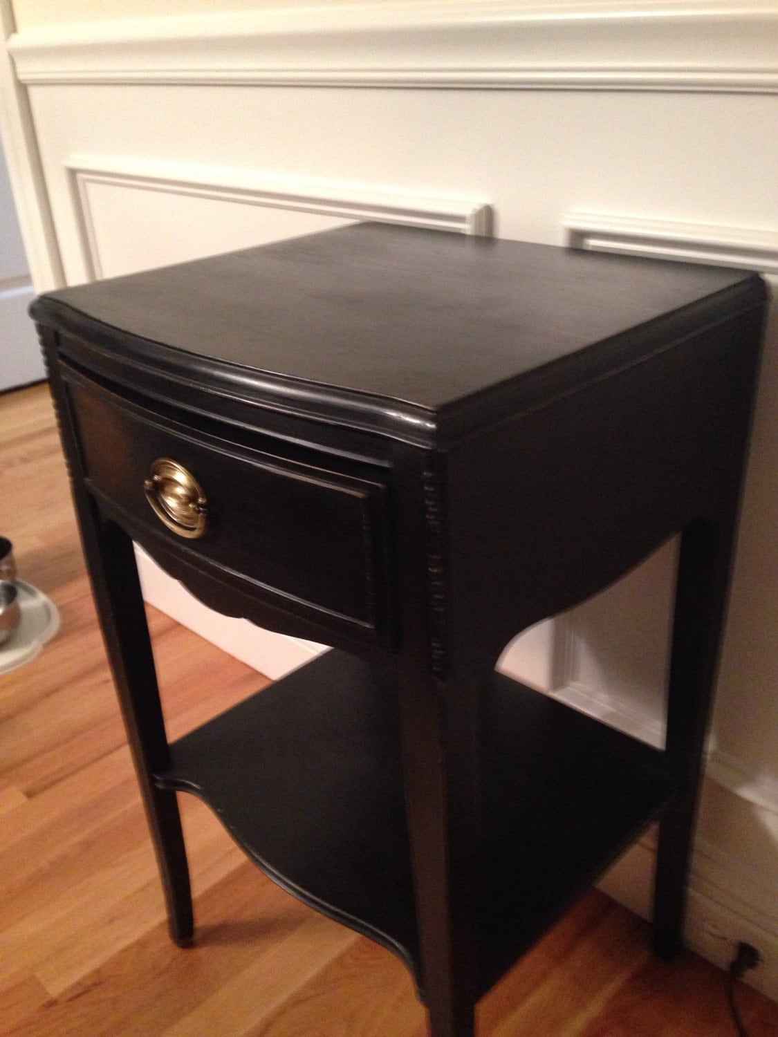 Vintage, Refurbished Black Side Table, chalk paint and waxed, lightly ...