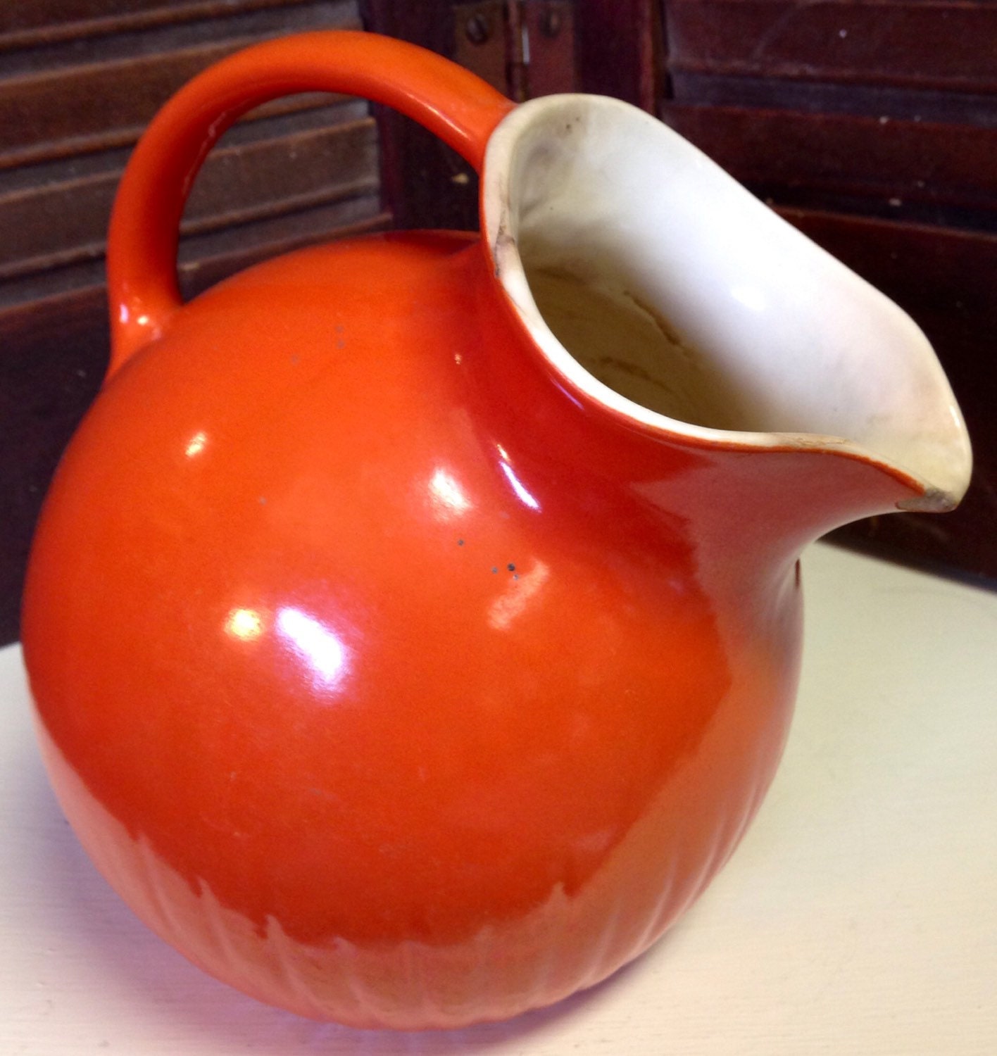 Vintage Orange Small Tilt Ball Pitcher Creamer Red Wing – Haute Juice