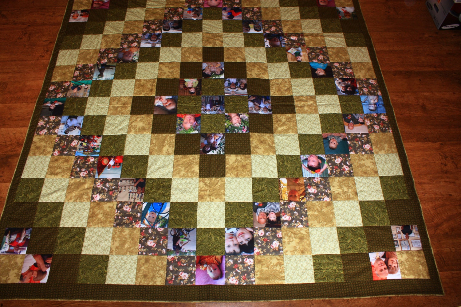 Patchwork quilt with photos Photo Quilt using by 2FunnyBirds