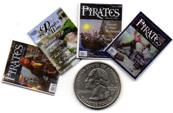 4 Miniature 'PIRATE' Magazines by PetiteGiteMiniatures