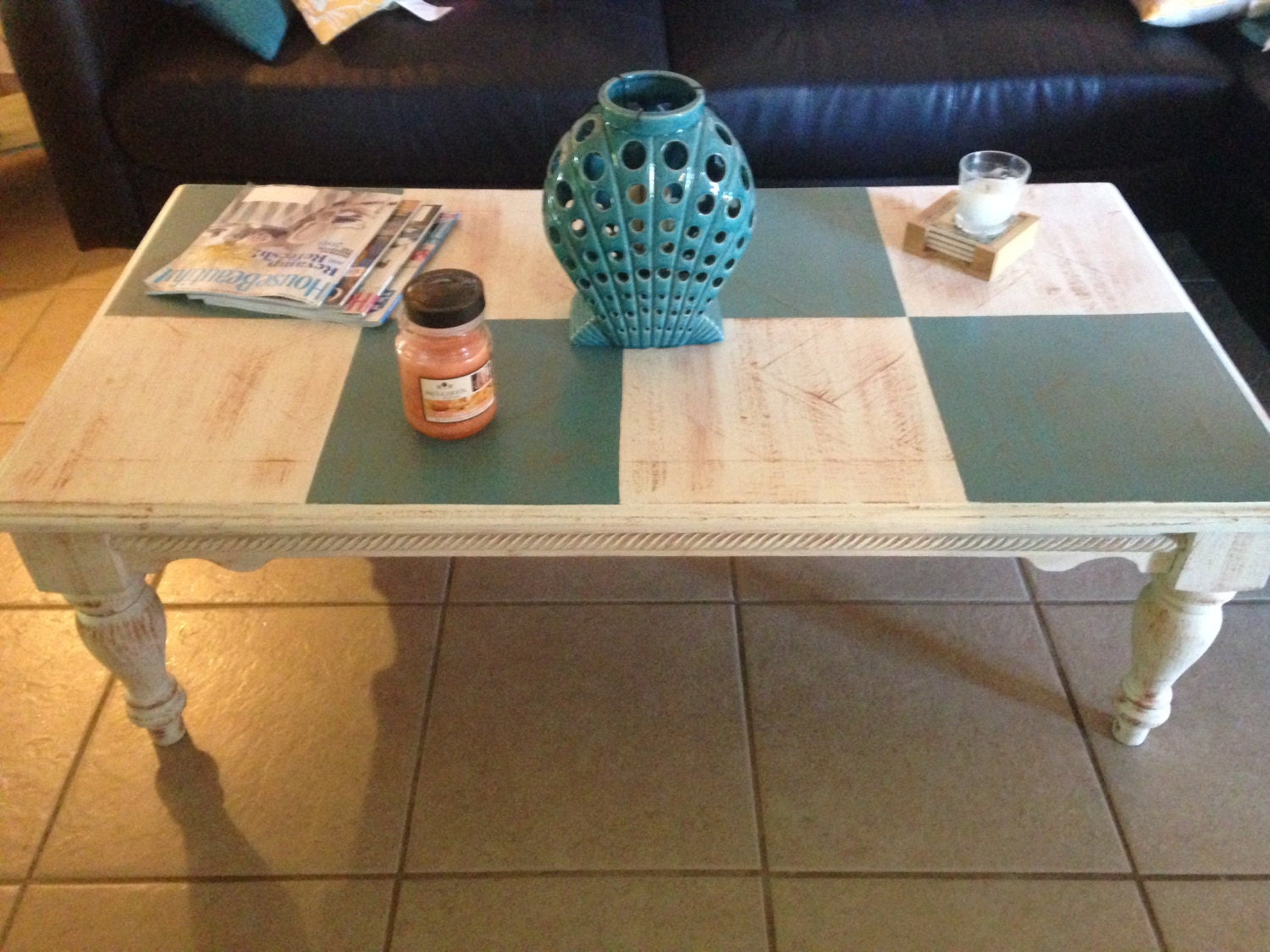 Distressed Block Painted Coffee Table – Haute Juice