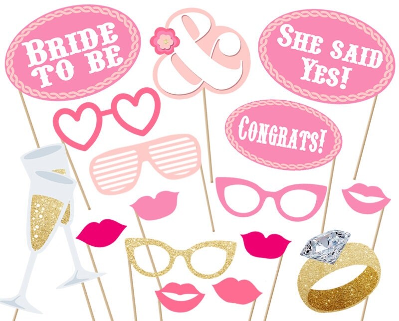 Bridal Party Photo Booth Props Printable Instant Download
