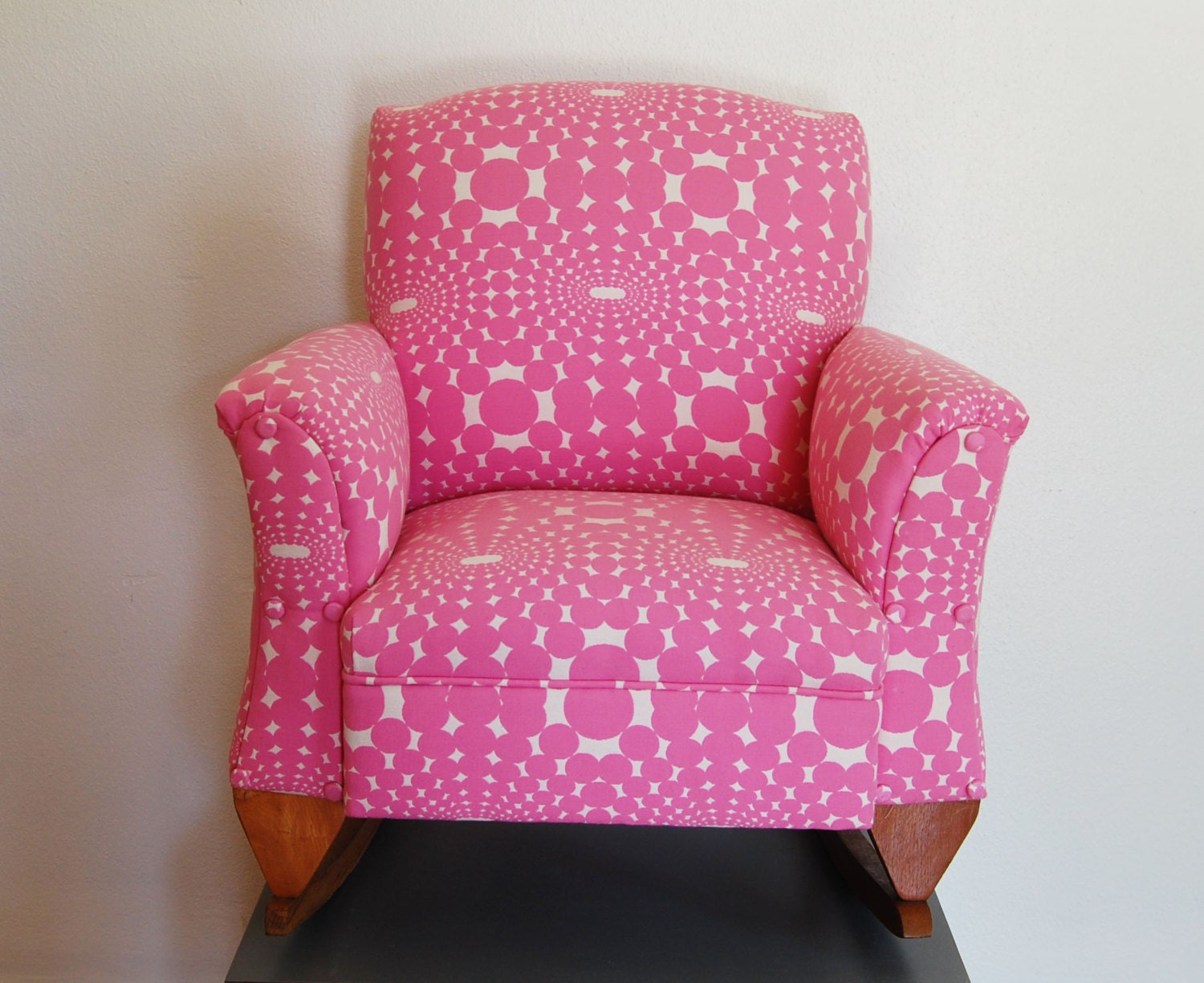 Mid Century Modern Vintage Kids’ Rocking Chair Pink – Haute Juice