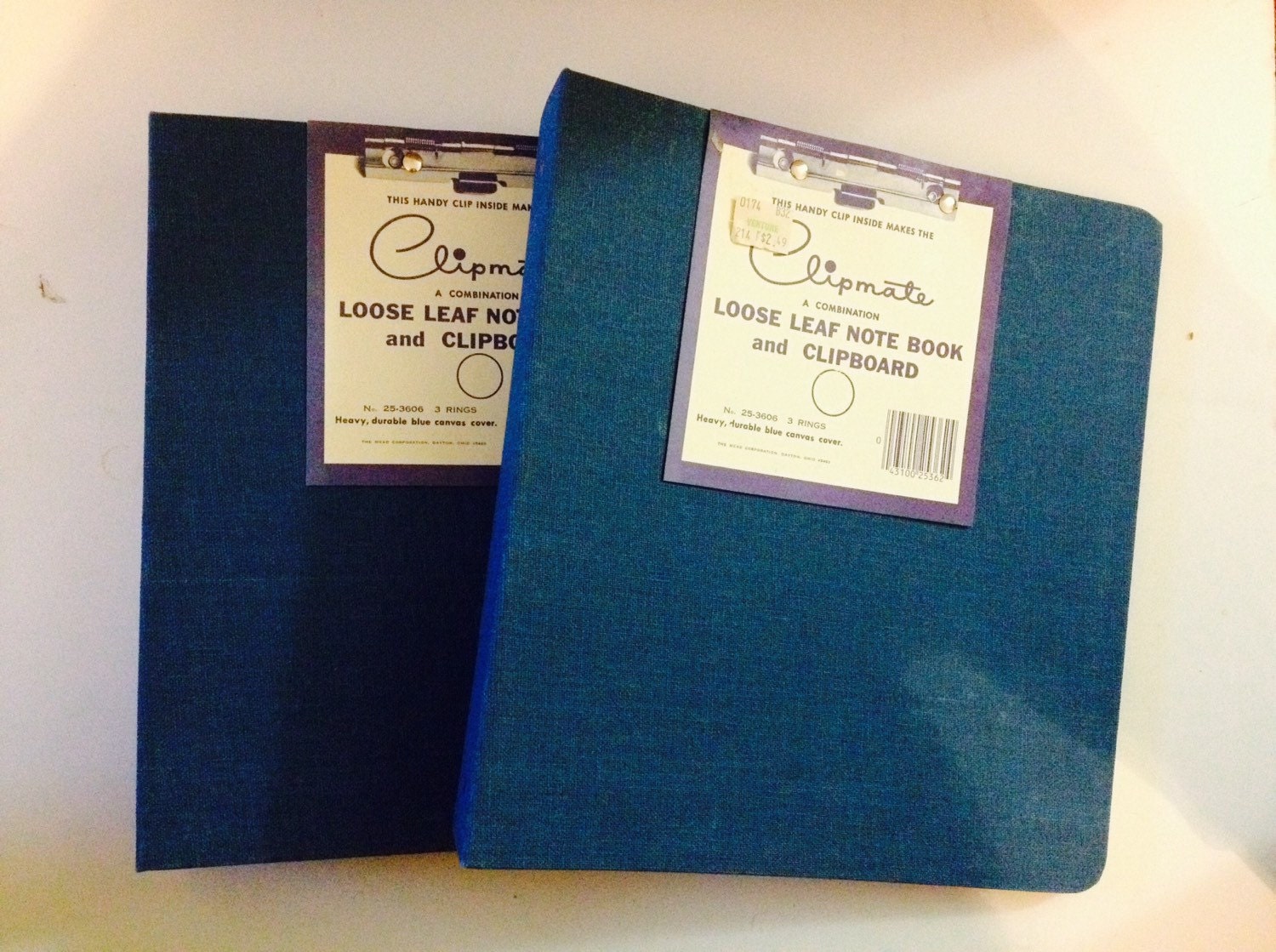 Two Old School Blue Vintage Clipmate Loose Leaf Note Book and Clipboard ...