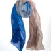 Silk chiffon scarf Silver Butterfly/ Blue beige scarf Hand