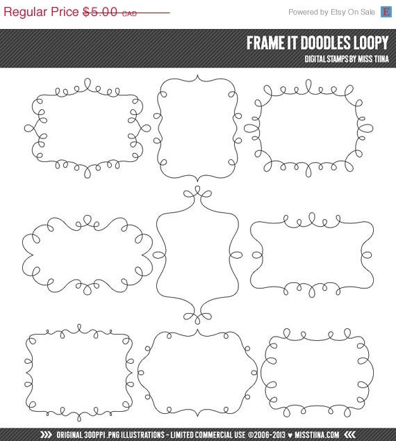 Frame It Doodles Loopy Digital Stamps Clipart Clip by MissTiina