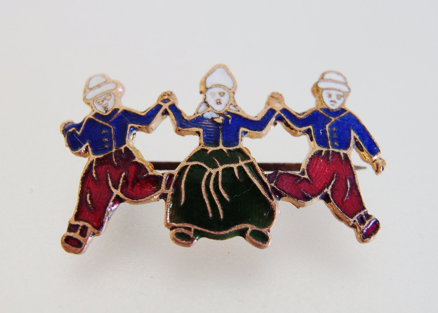 Cute Vintage Enamel Dutch Children Brooch Pin – Haute Juice
