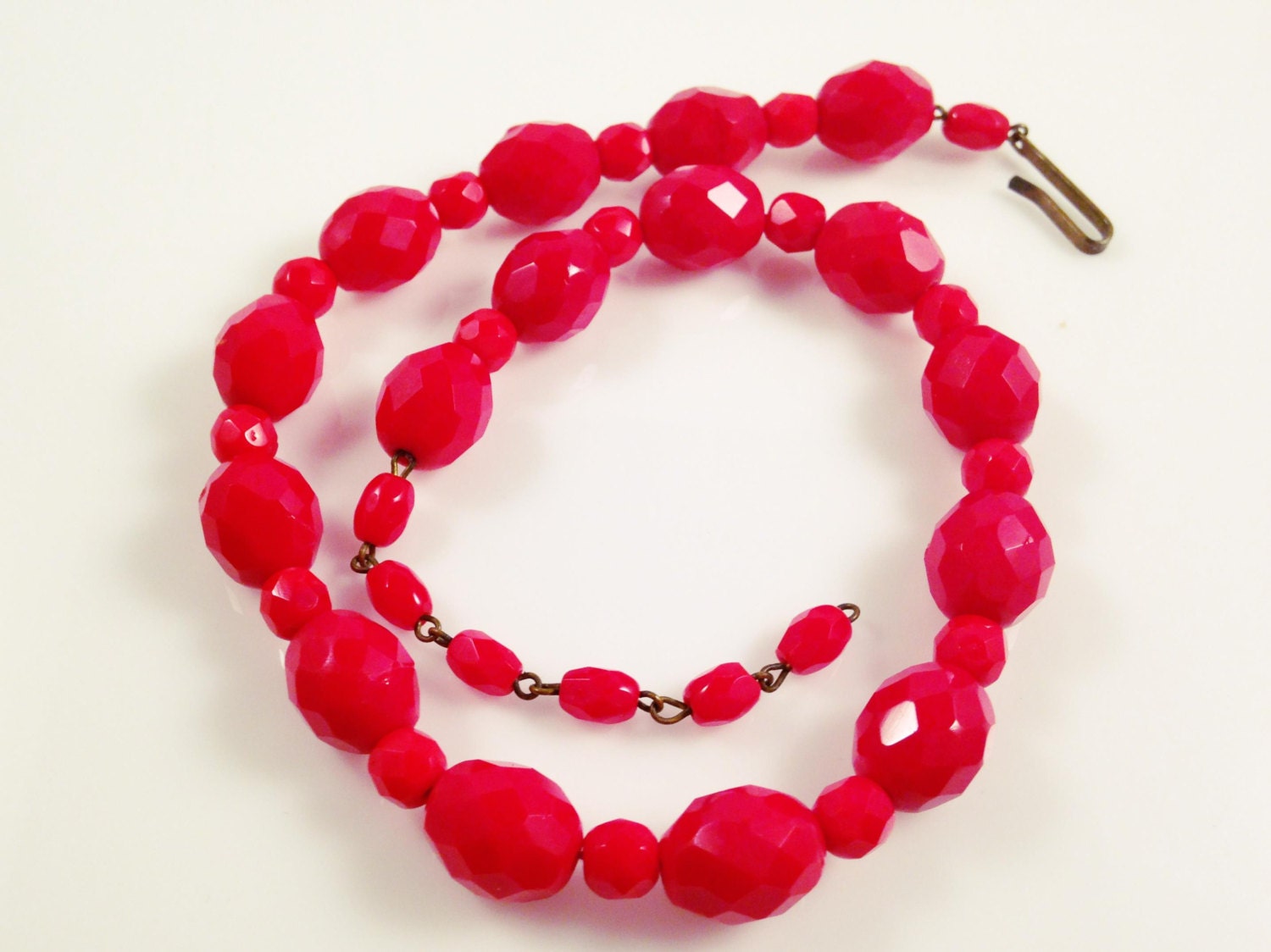 Vintage Red Glass Beaded Necklace – Signed West Germany – Cherry Red ...