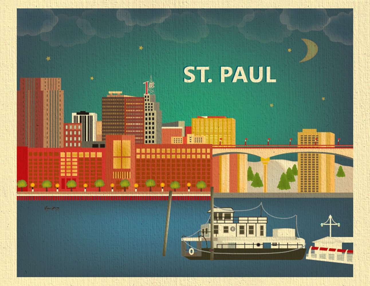 St. Paul skyline Art Print St. Paul Minnesota Wall Art St.