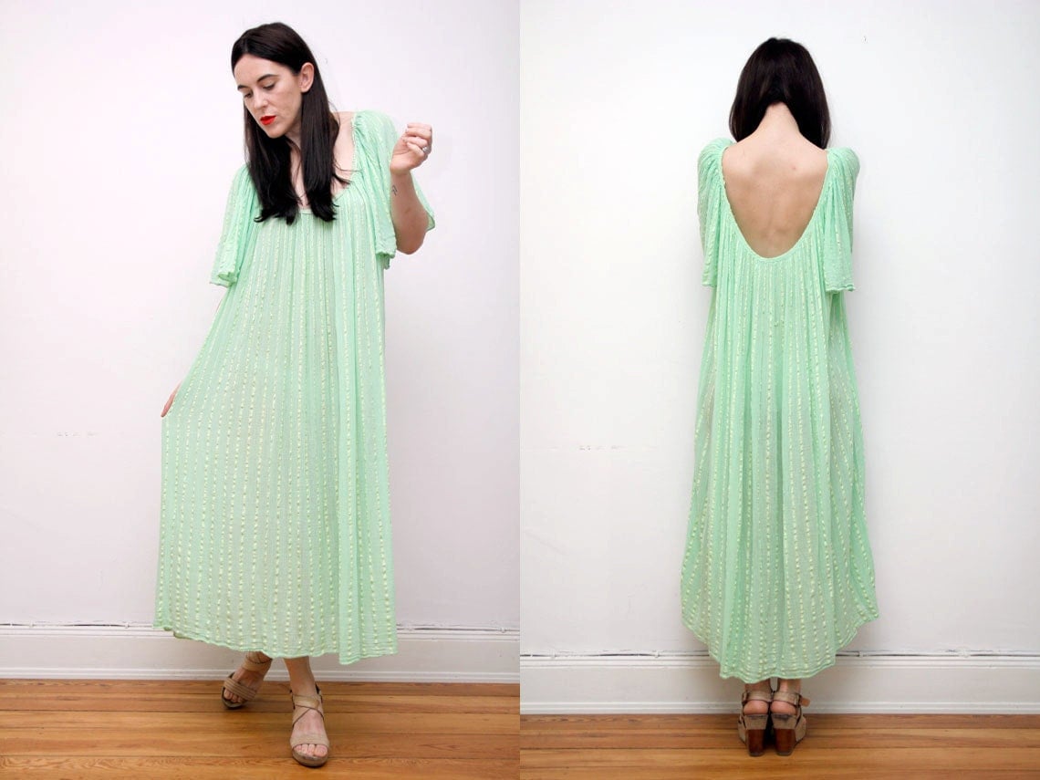 Vintage Indian Gauze Cotton Grecian Cheese Cloth Boho low back Backless ...