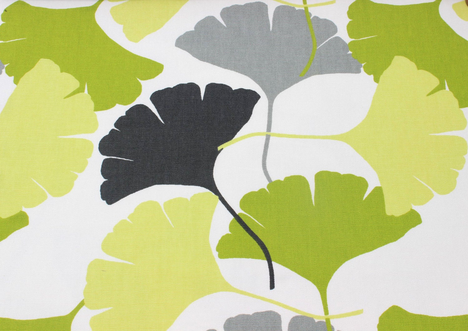 Lime Green Ginkgo Fabric By The Yard Curtain Upholstery Fabric