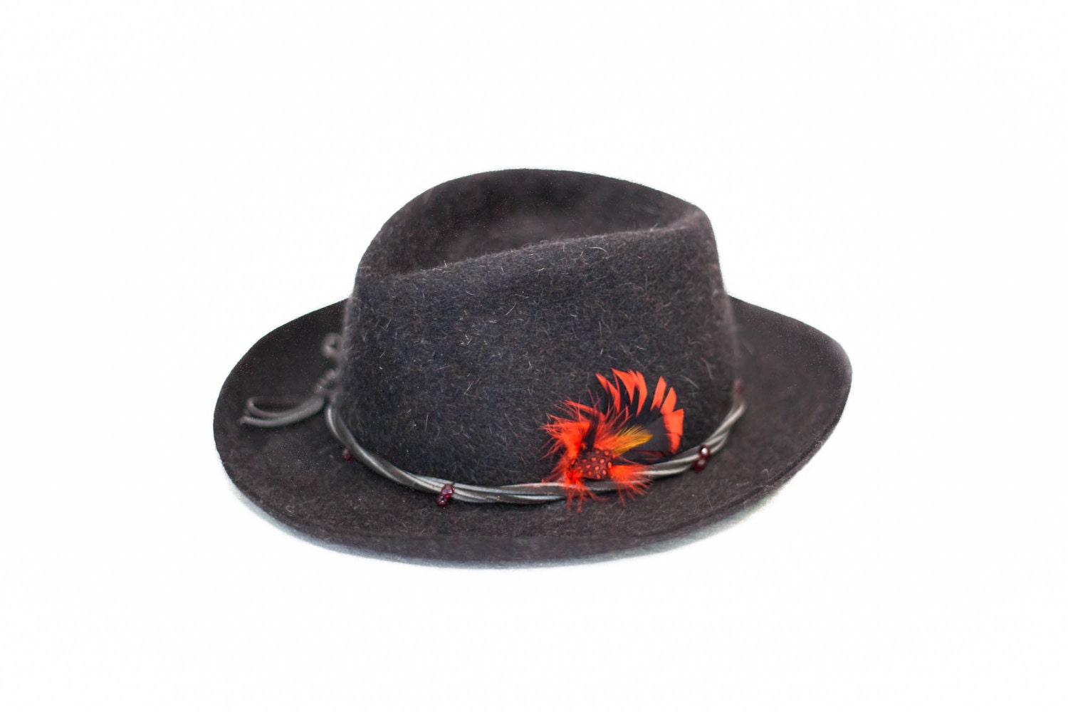 black wool fedora hat with feather – Haute Juice
