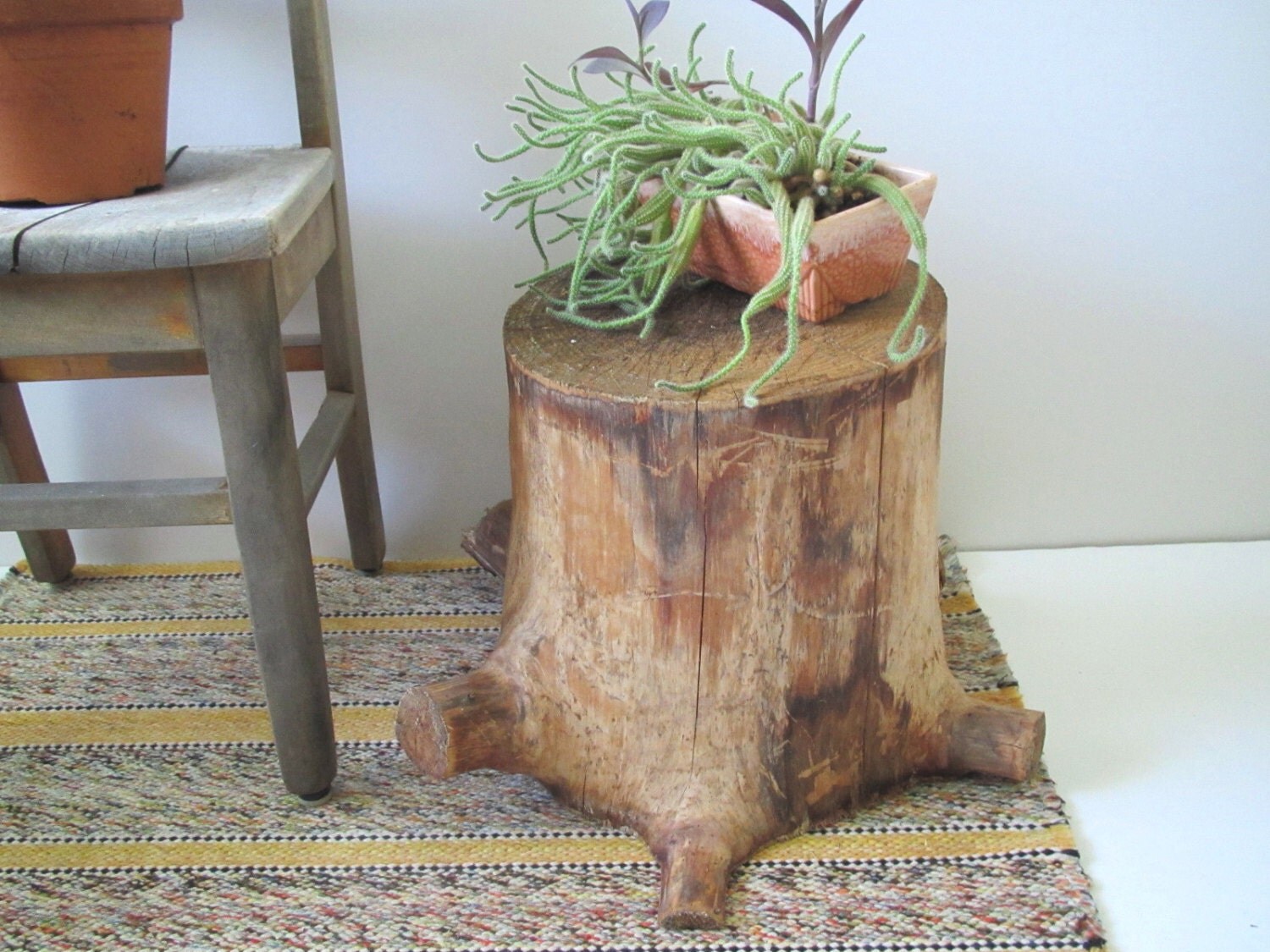 Wood tree stump table/ wood natural side table/ plant stand/reclaimed ...