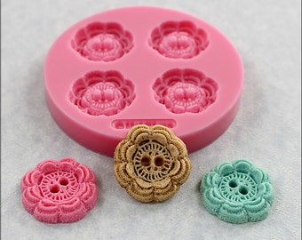 Vintage Flower Button Silicone Mold Mould Resin Polymer Clay