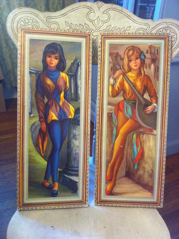 Set of 2 Vintage 1960s Maio Harlequin Big by secondstreetcottage