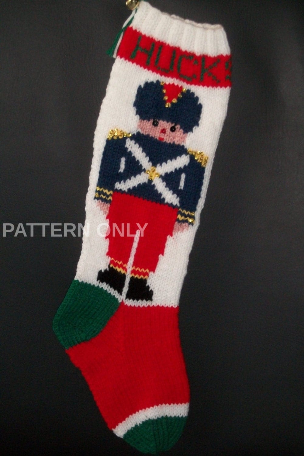 PDF Pattern Only Hand Knitted Toy Soldier Christmas Stocking